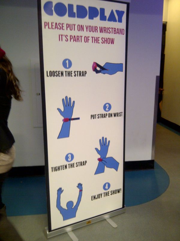 wristband sign - Coldplay Timeline